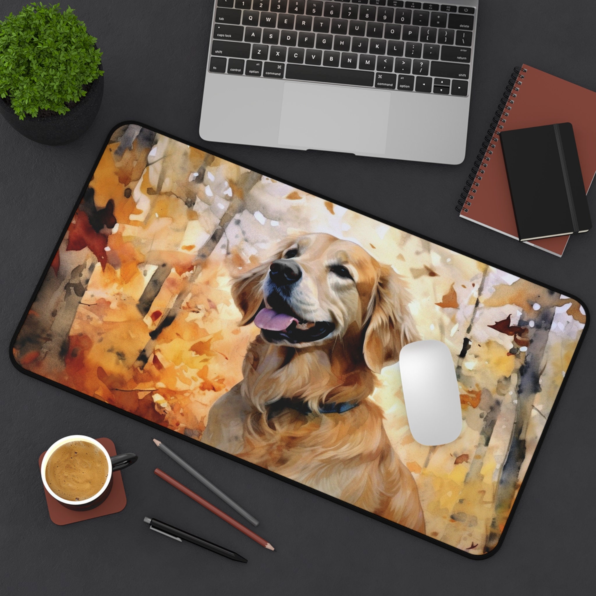 Golden Retriever Gifts for Men Extended Mousepad, Extra Large Desk Mat ...
