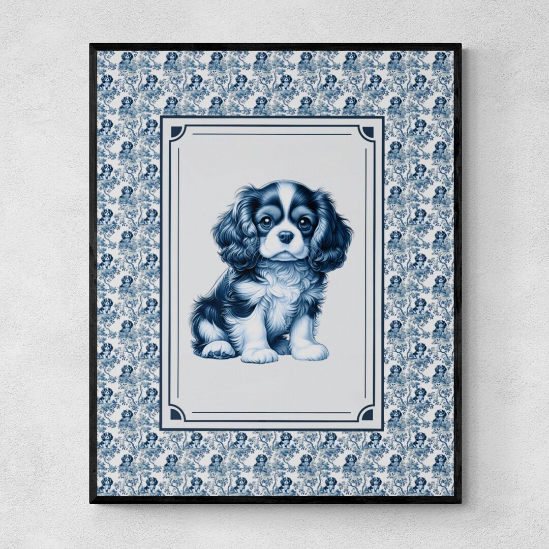 Cavalier Toile Vintage Wall Art Antique Dog Sketch Print Dog Lover ...