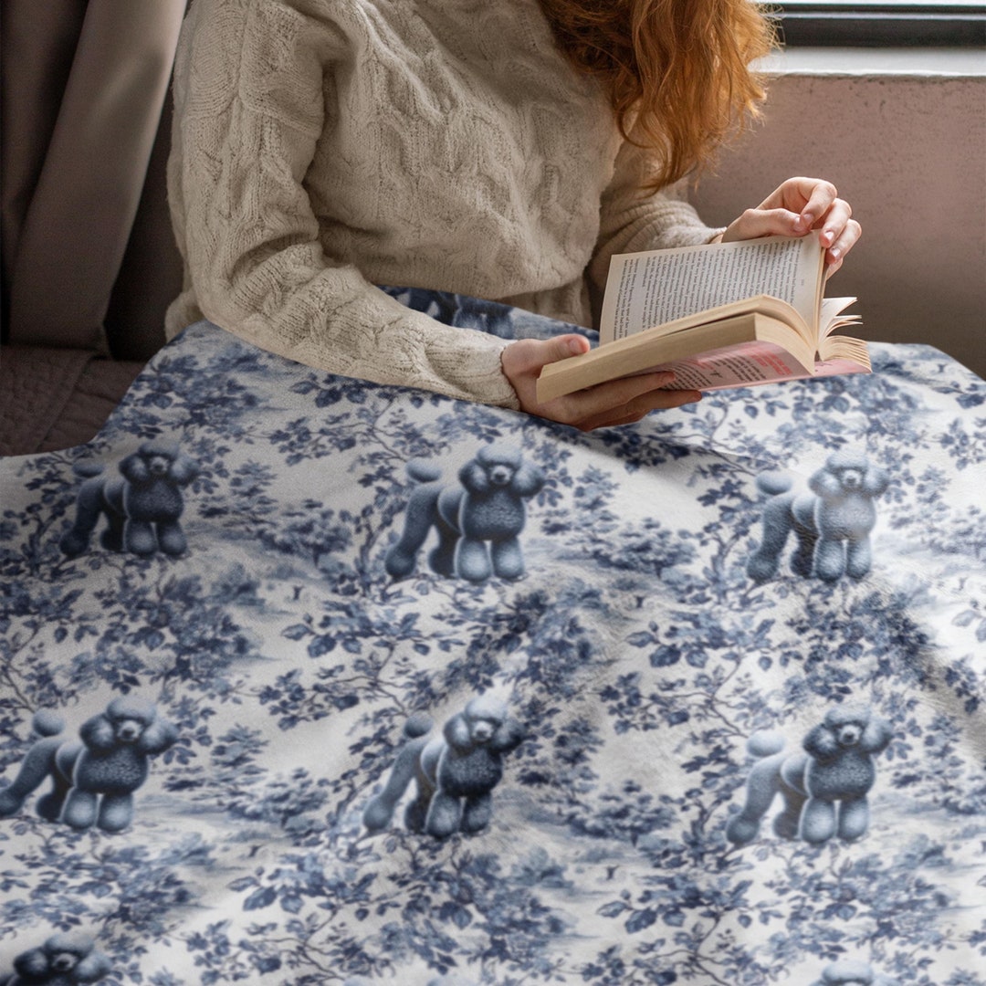 Poodle Blanket Toile Throw French Country Farmhouse Blanket Dog Mom ...