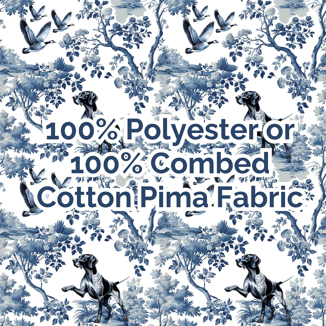 GSP Toile Fabric Polyester or Cotton Blue White German Shorthaired ...