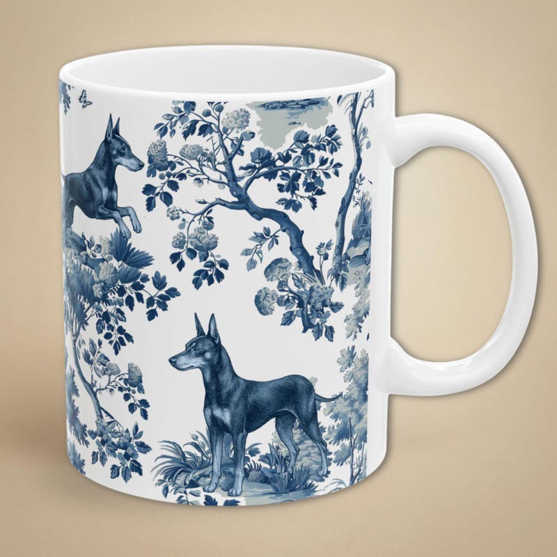 Blue and White Toile Mug - Etsy