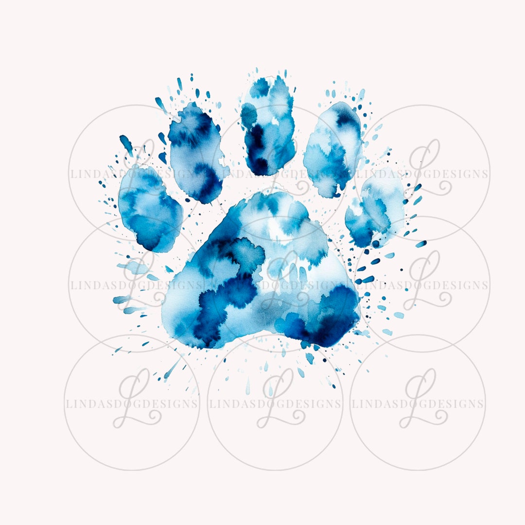 Watercolor Paw Print PNG Dog Paw Print Clipart, Paw Print Wall Art, Dog ...