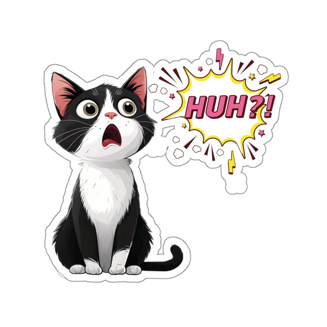 Sticker Huh Cat Meme Sticker Laptop, Tuxedo Cat Computer Sticker, Lap ...