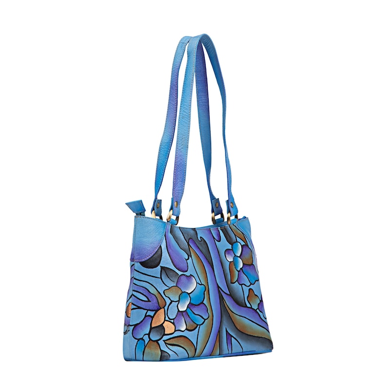 Abstract Art Hand Painted Leather Bag Artistic / Trendy Handbag Artsy ...