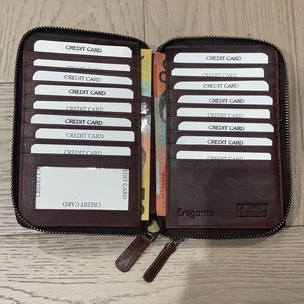 Women Big Wallet Double Zipper Around Up-to 15 + Cards, Full- Grain ...