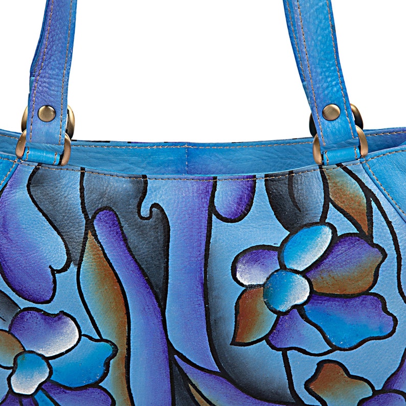 Abstract Art Hand Painted Leather Bag Artistic / Trendy Handbag Artsy ...