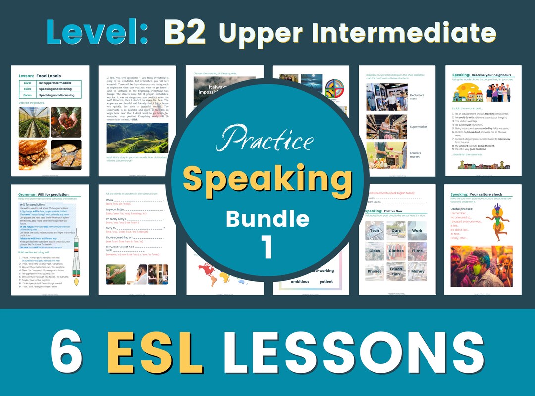 6 ESL LESSONS | B2 Upper Intermediate Level Bundle 1 | Speaking ...