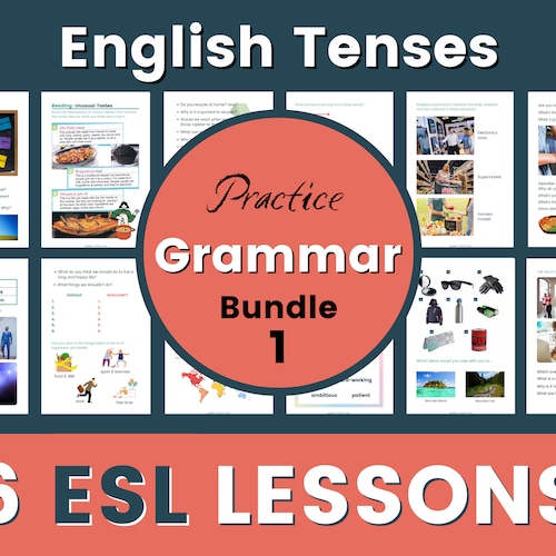 6 ESL LESSONS English Tenses Level Bundle 1 Grammar & - Etsy