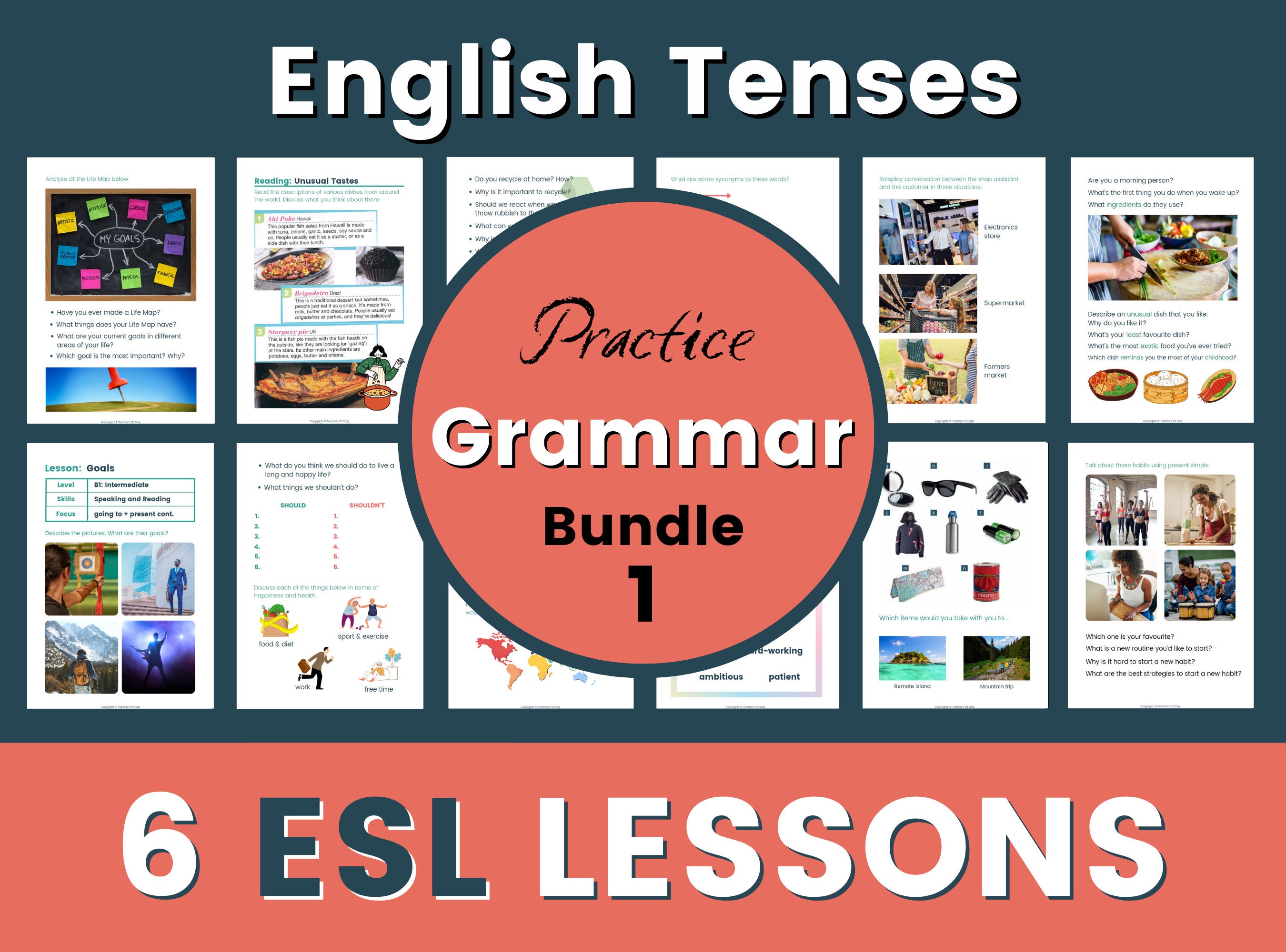 6 ESL LESSONS | English Tenses Level Bundle 1 | Grammar & Conversations ...