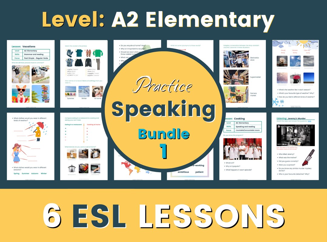 6 ESL LESSONS | A2 Elementary Level Bundle 1 | ESL Speaking | Perfect ...