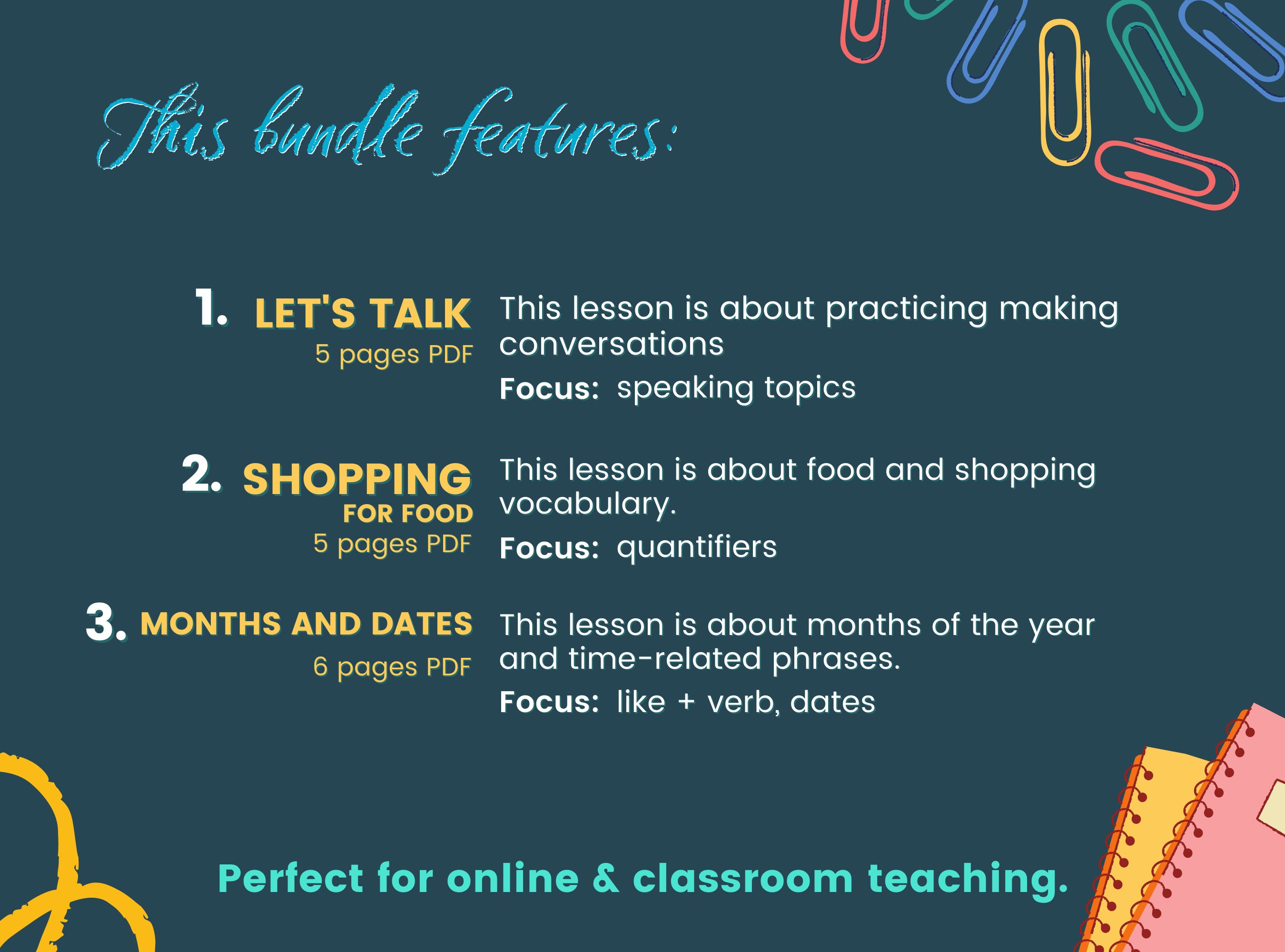 6 ESL LESSONS | A2 Elementary Level Bundle 2 | ESL Speaking | Perfect ...