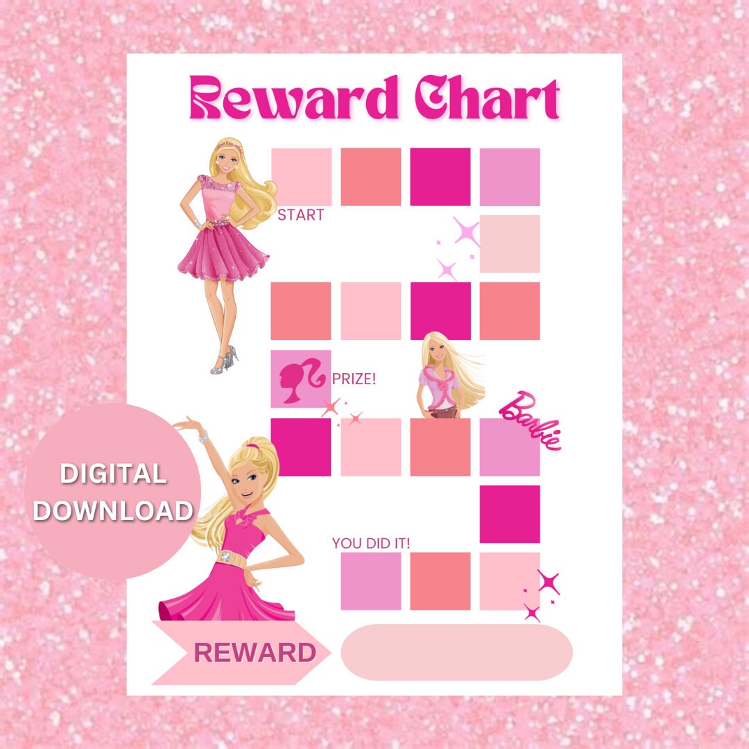 Barbie Reward Chart, Potty Chart, Good Behavior Chart, Printable Chart ...