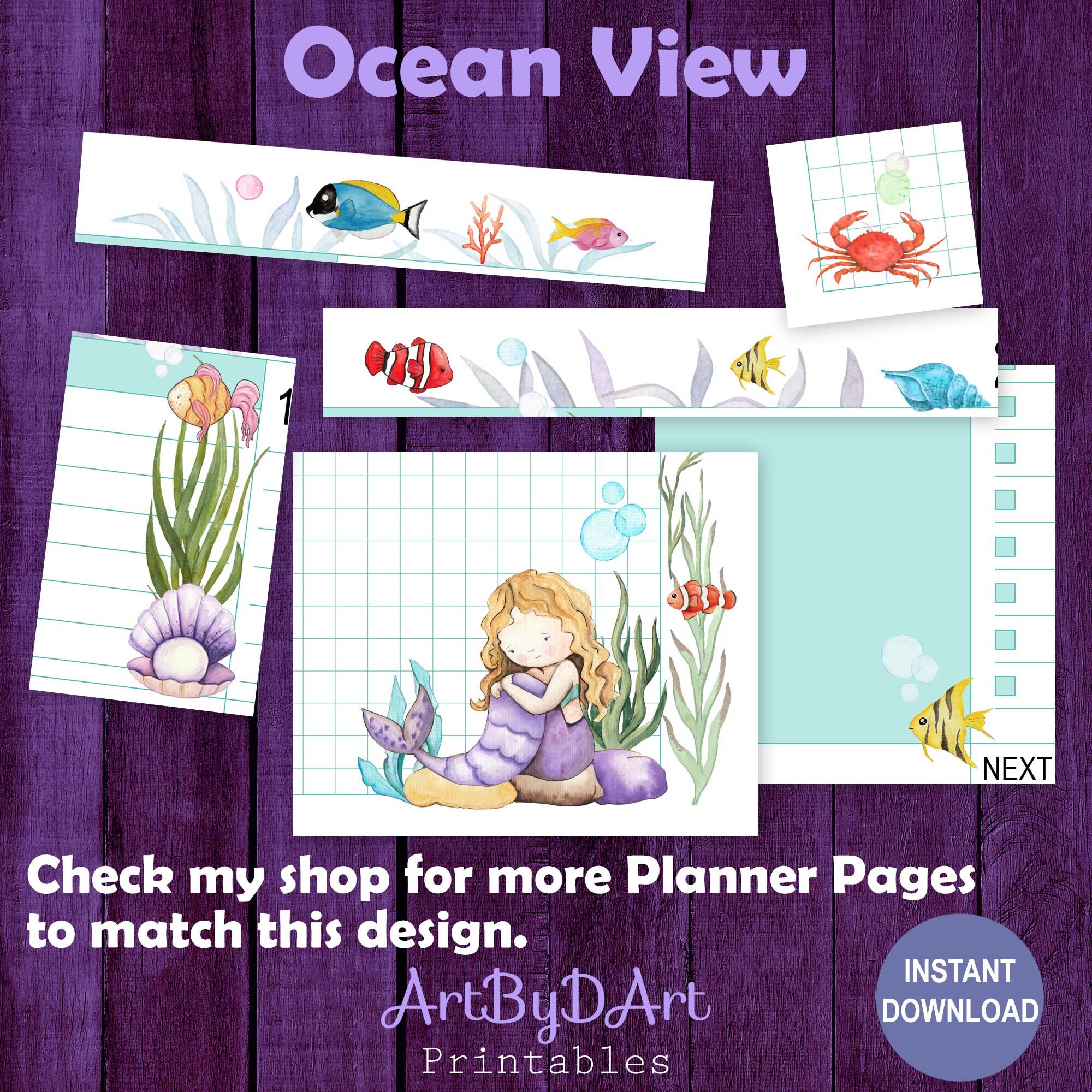 EDITABLE Mermaid Theme Printable Weekly Dashboard for A5, US Letter ...