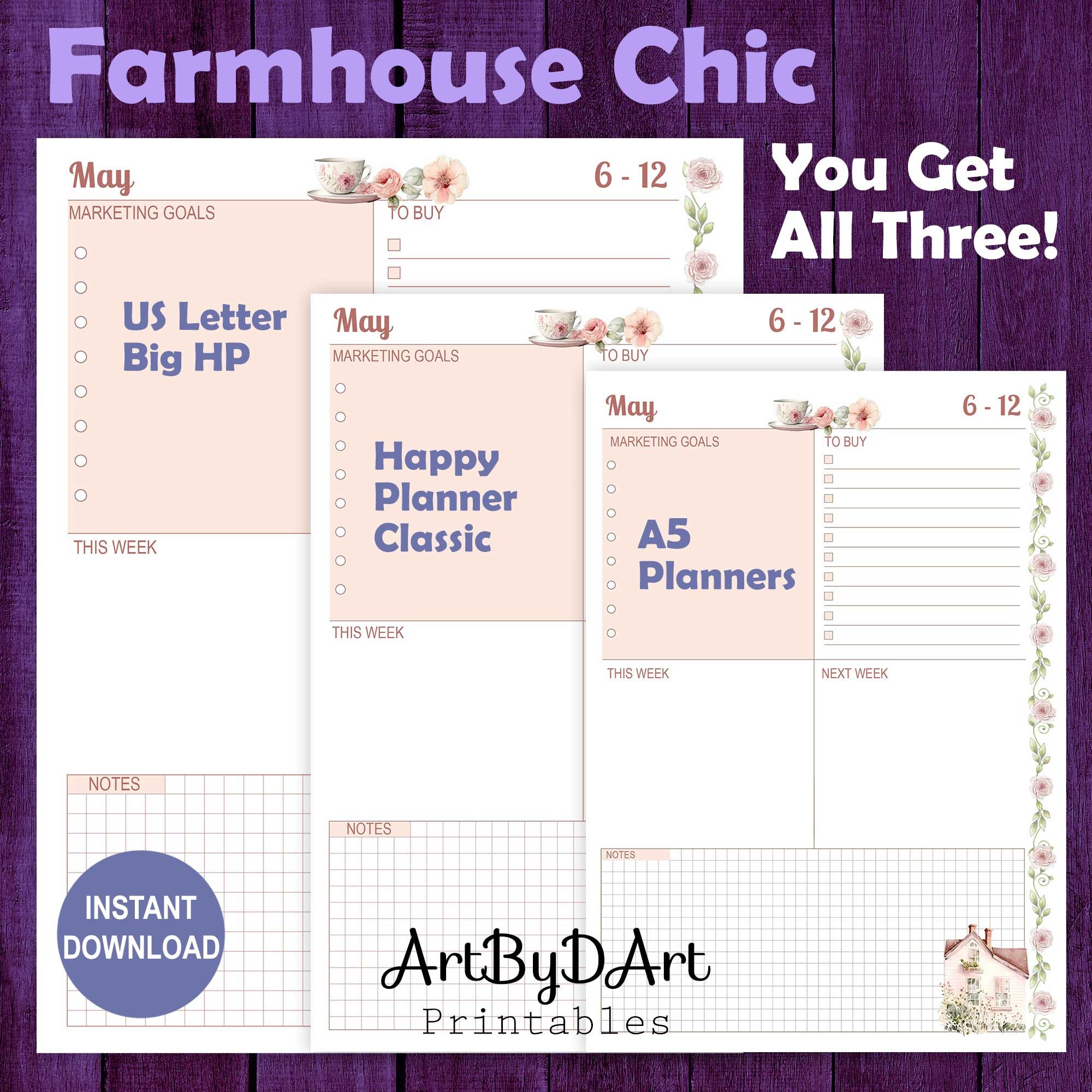 EDITABLE Assembled Full Month Planner Bundle for A5, US Letter, and ...