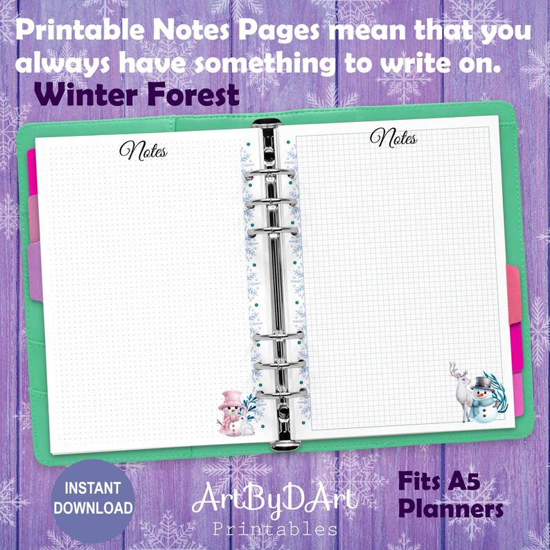 EDITABLE A5 Planner Printable Notes Pages for A5 Planner Binders ...