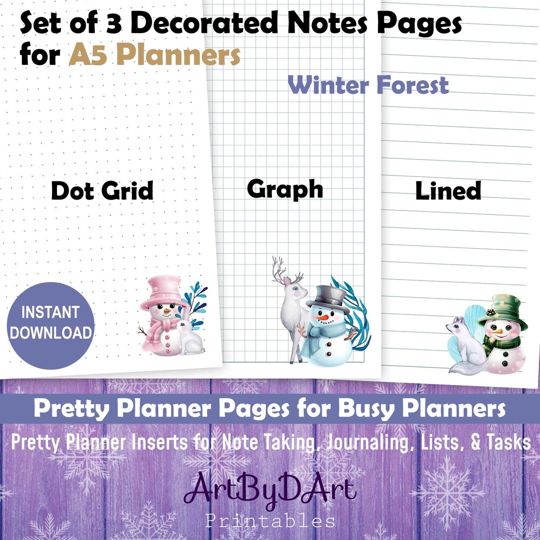 EDITABLE A5 Planner Printable Notes Pages for A5 Planner Binders ...
