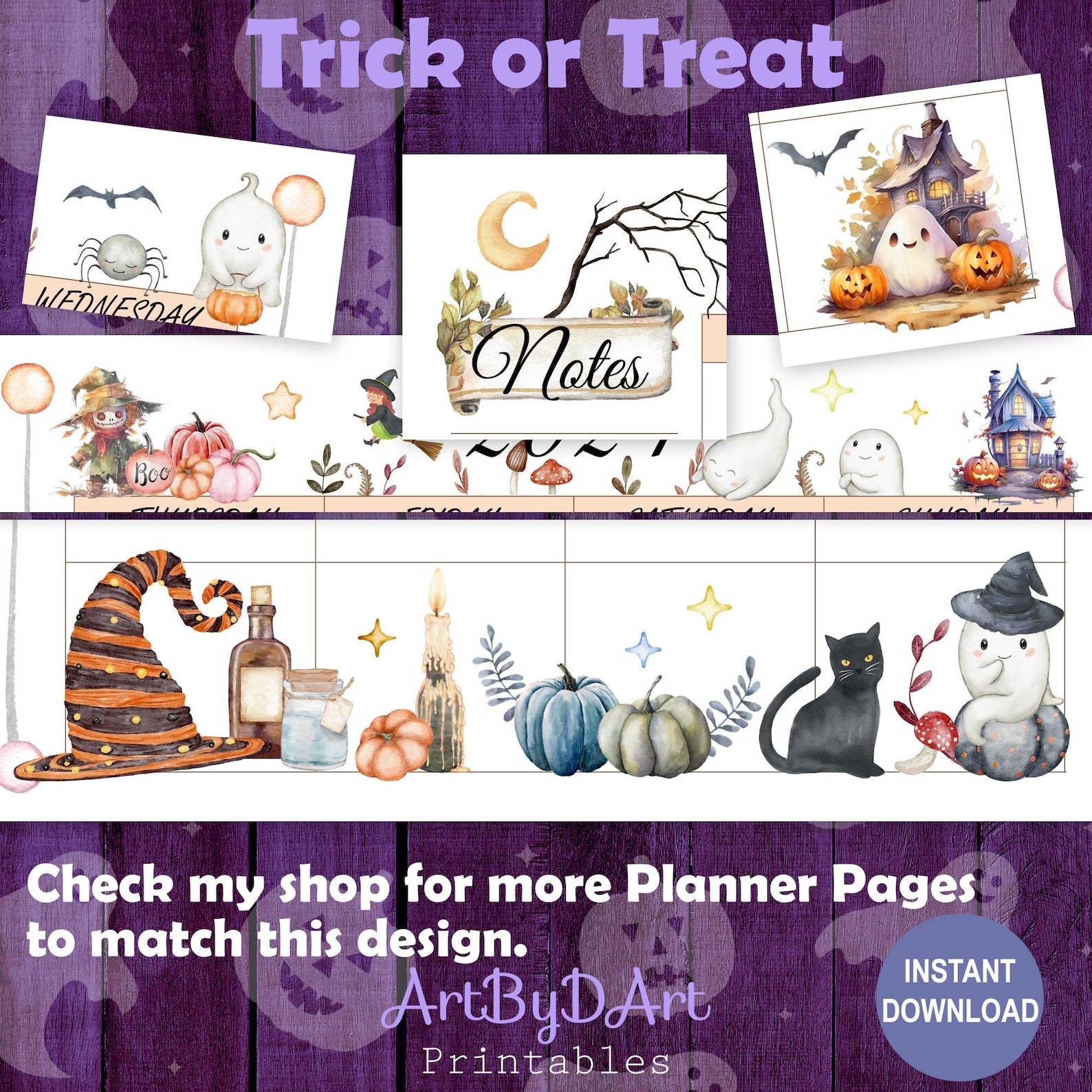 EDITABLE Halloween Theme Printable Monthly Calendar for A5, US Letter ...
