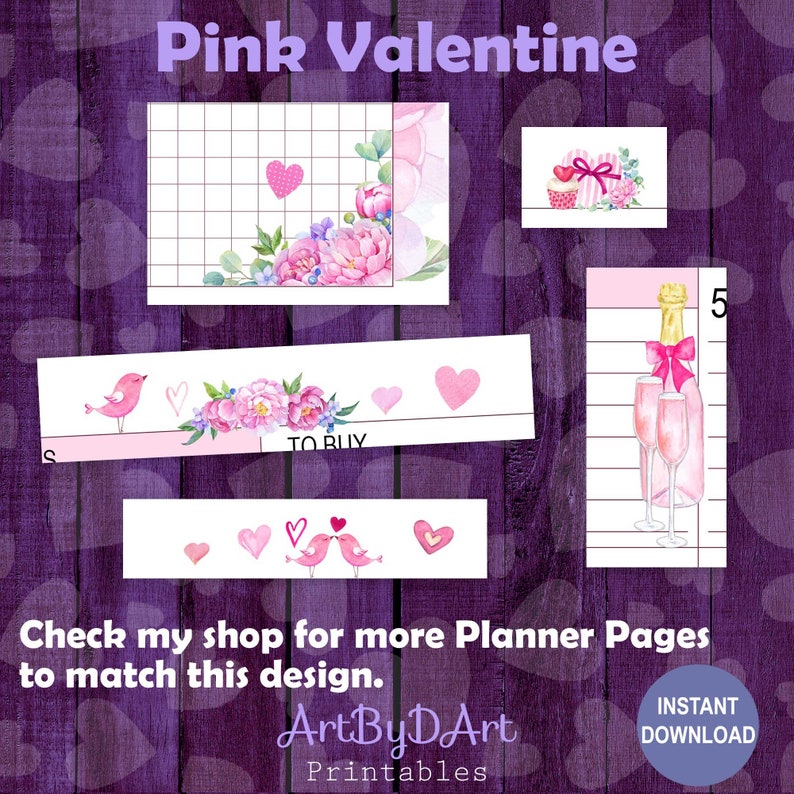 EDITABLE Valentine Theme Printable Weekly Dashboard for A5, US Letter ...