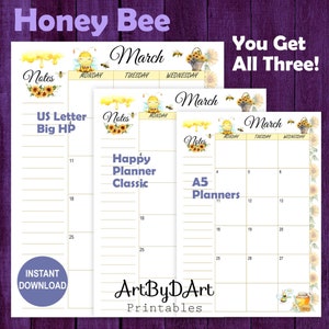 EDITABLE Sunflower Theme Printable Monthly Calendar for A5, US Letter ...