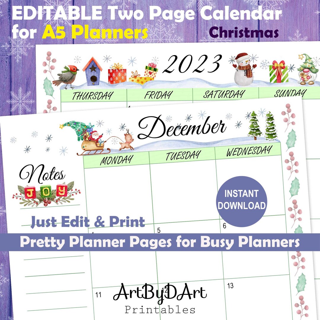 EDITABLE Christmas Planner Printable 2023 for A5 Planners, Already ...