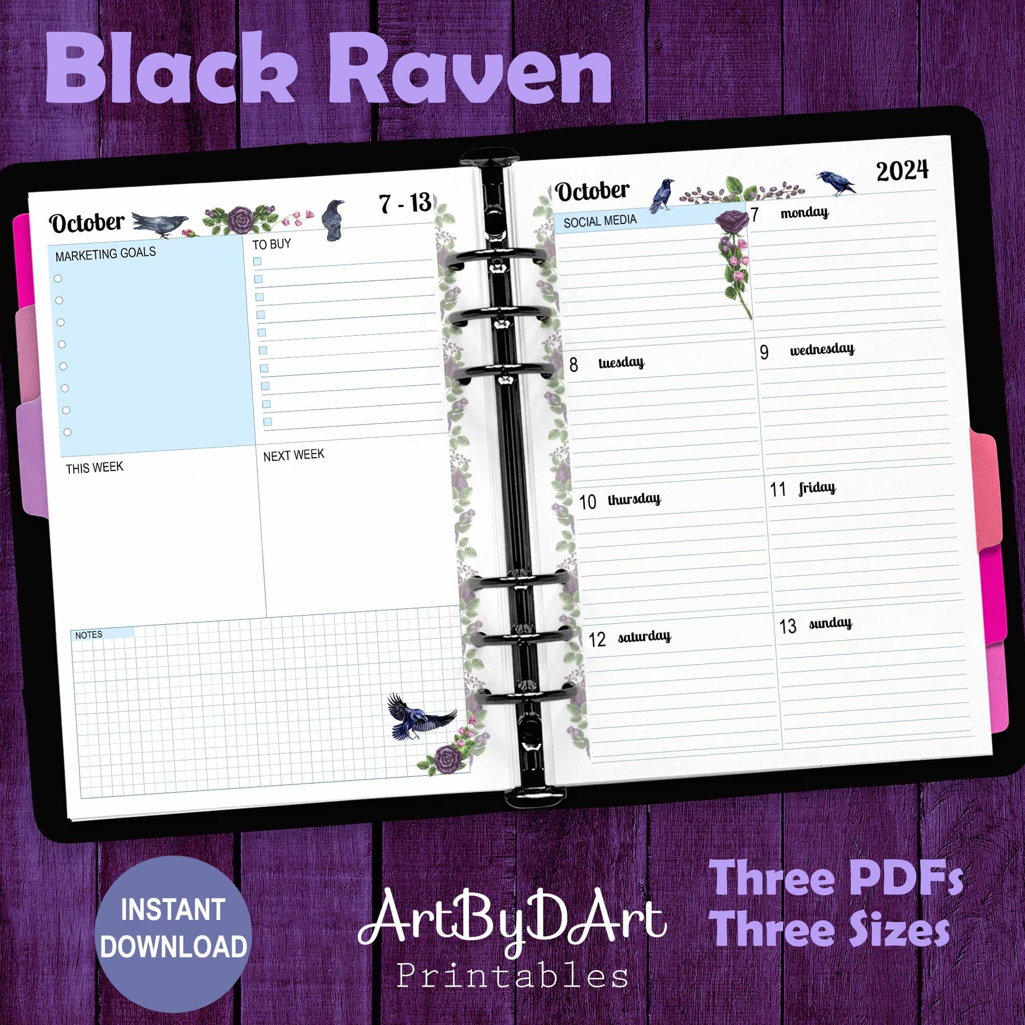 EDITABLE Gothic Theme Printable Weekly Dashboard for A5, US Letter, and ...