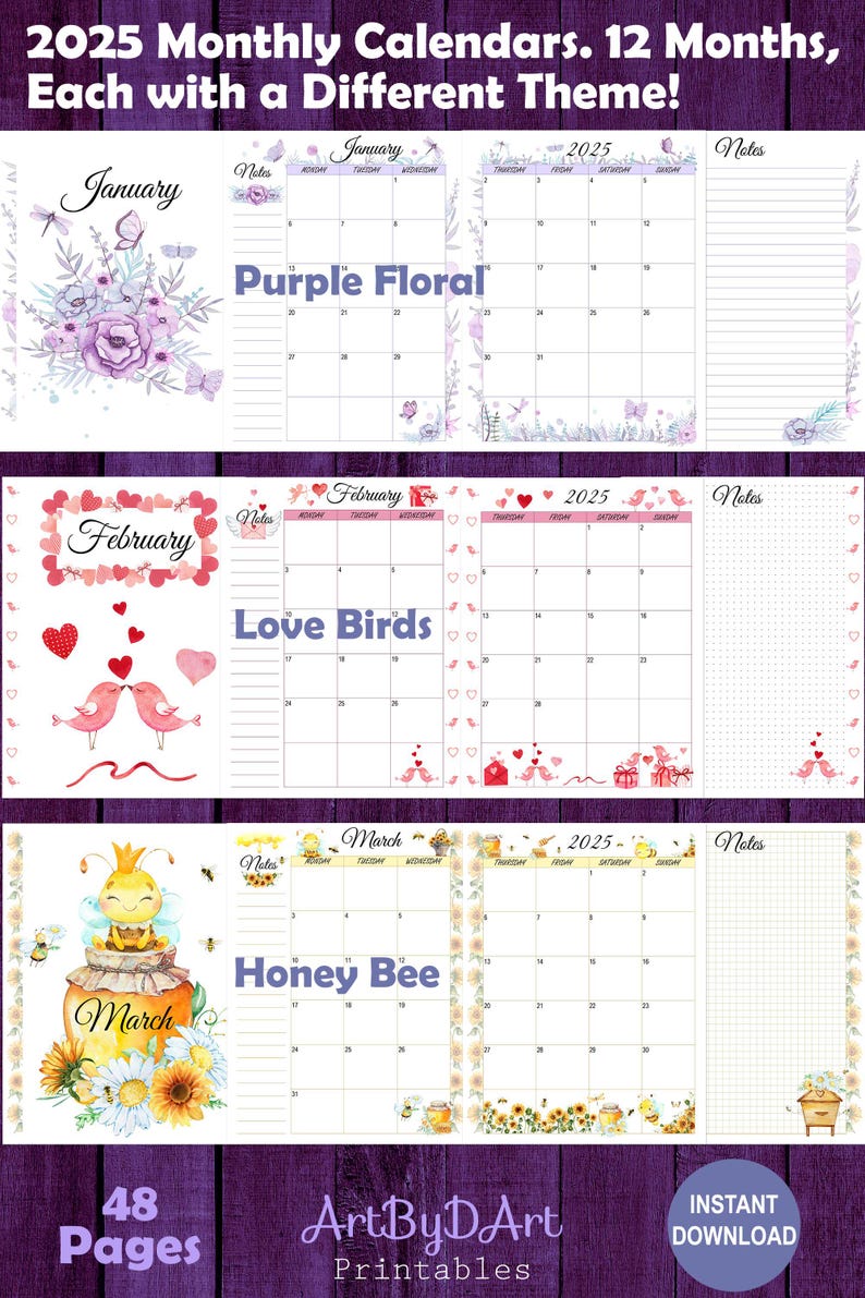 DATED 2025 Full Year Printable Planner for A5, US Letter and Happy ...