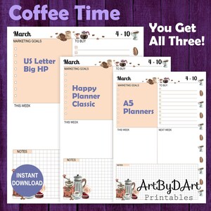 EDITABLE Coffee Theme Printable Weekly Dashboard for A5, US Letter, and ...