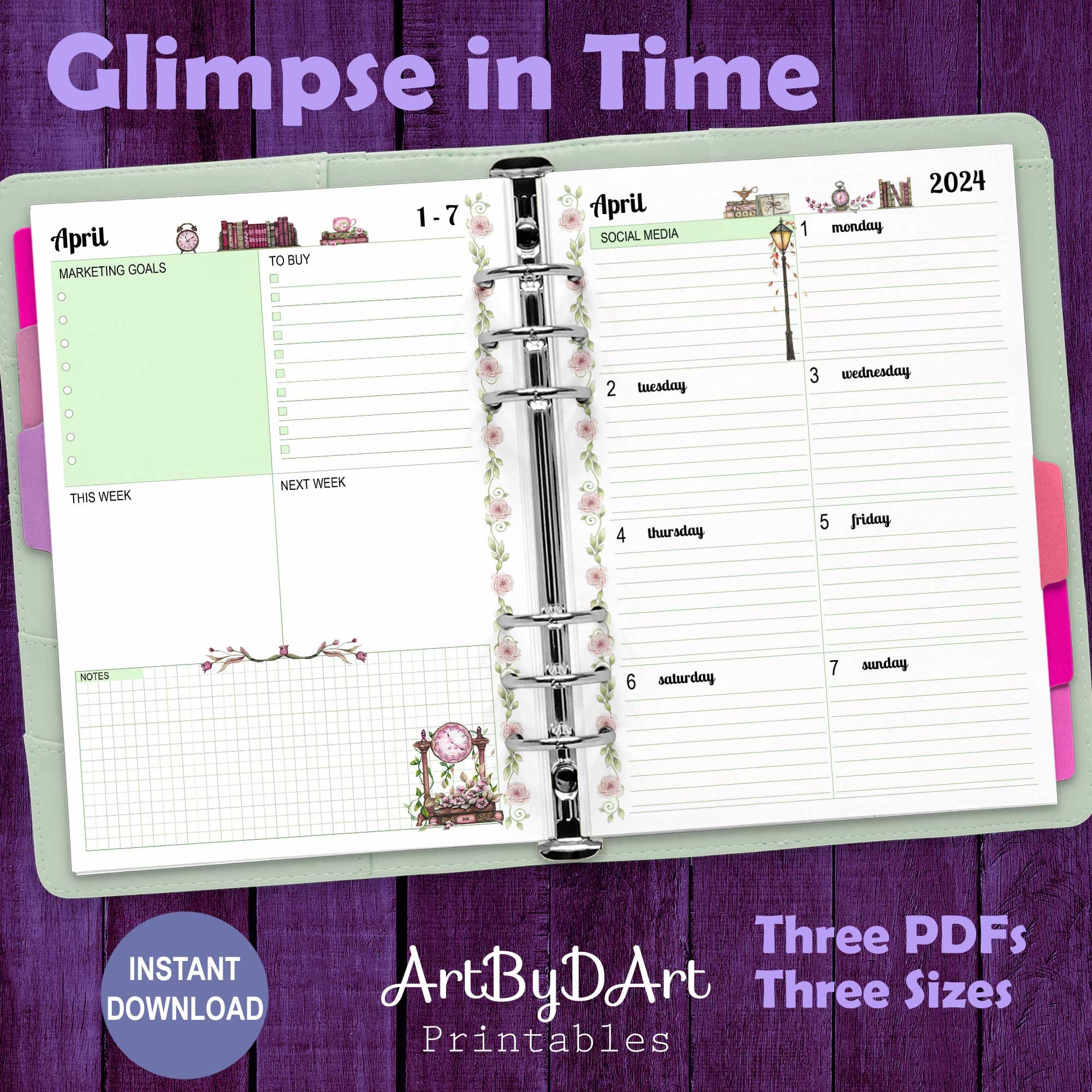 EDITABLE Vintage Theme Printable Weekly Dashboard for A5, US Letter ...