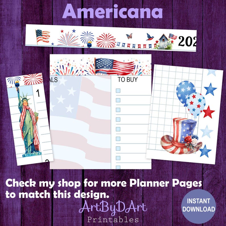 EDITABLE Fourth of July Theme Printable Weekly Dashboard for A5, US ...