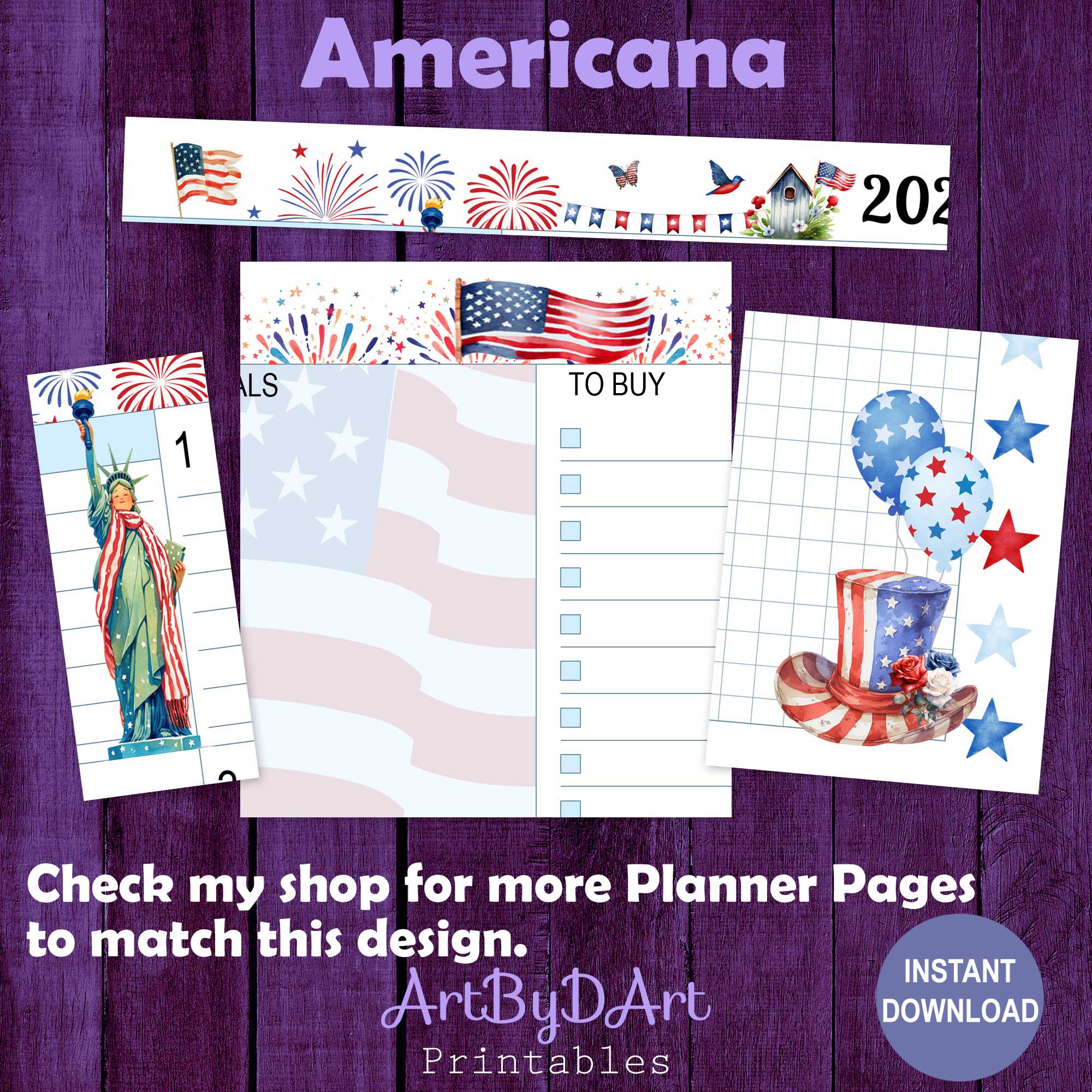 EDITABLE Fourth of July Theme Printable Weekly Dashboard for A5, US ...