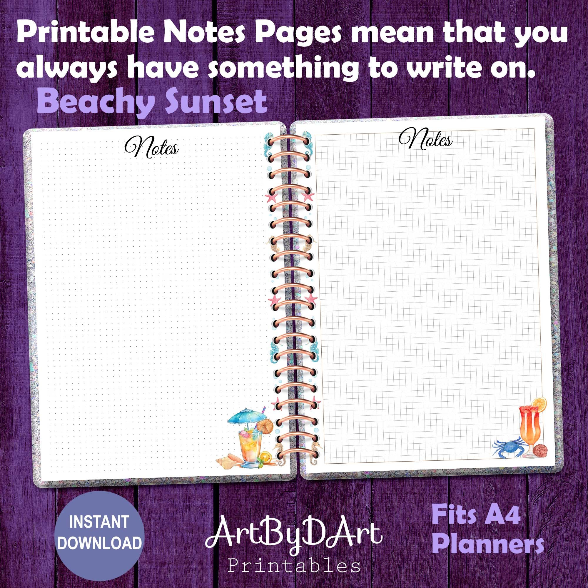 Buy EDITABLE A4 Planner Printable Notes Pages for A4 Planner Binders ...