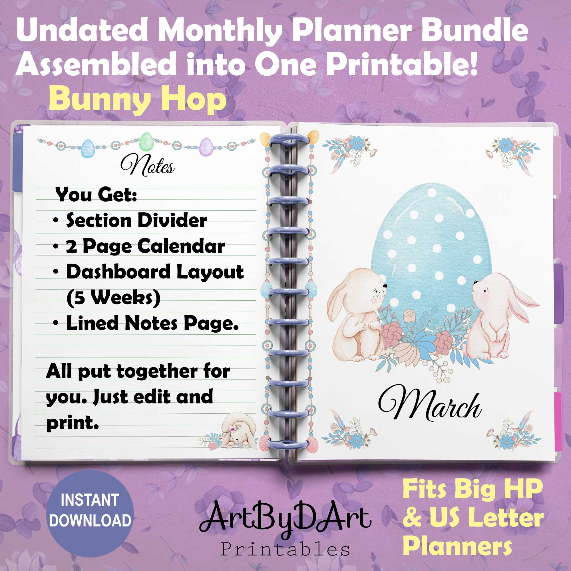 EDITABLE Assembled Full Month Planner Bundle for Letter Big HP, Easter ...