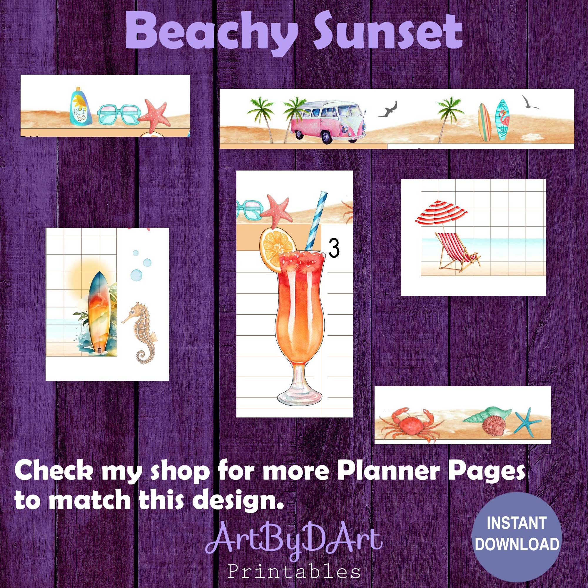 EDITABLE Beach Theme Printable Weekly Dashboard for A5, US Letter, and ...