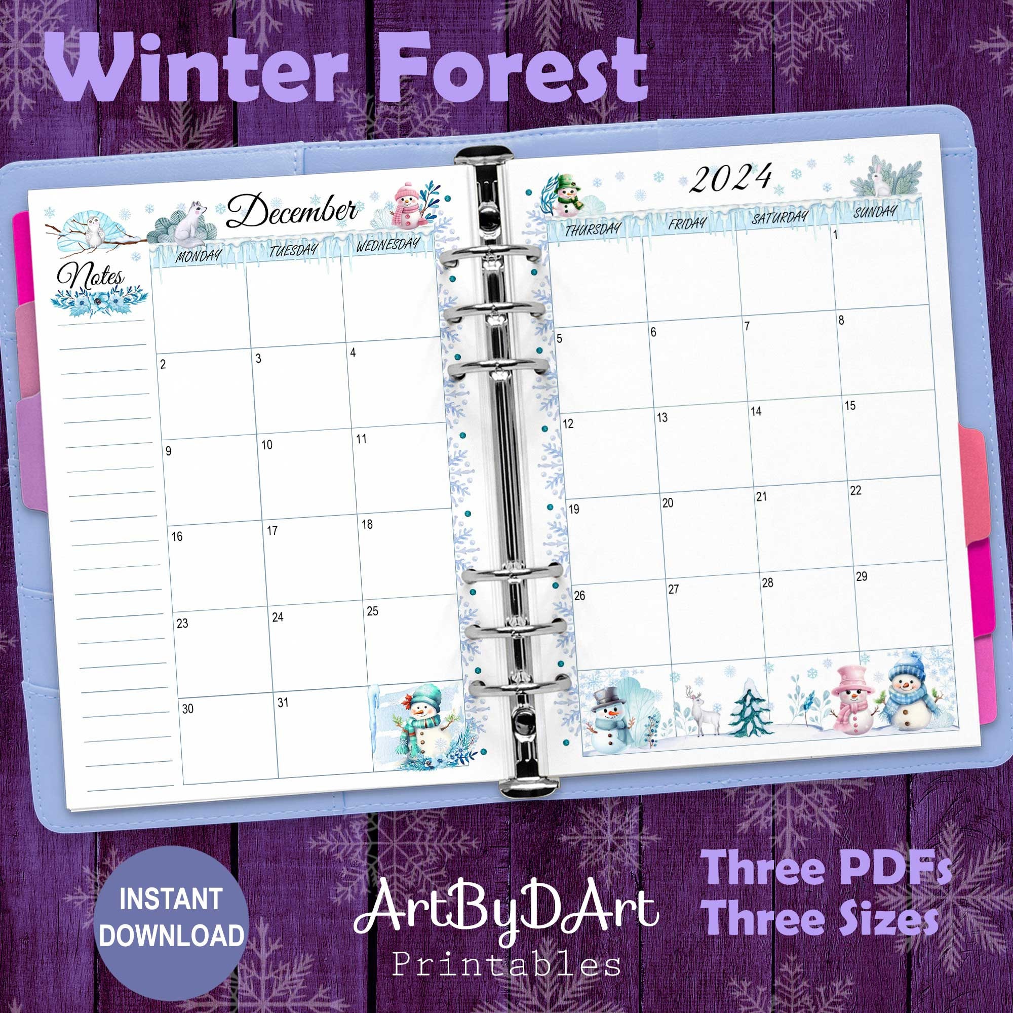 EDITABLE Winter Theme Printable Monthly Calendar for A5, US Letter, and ...