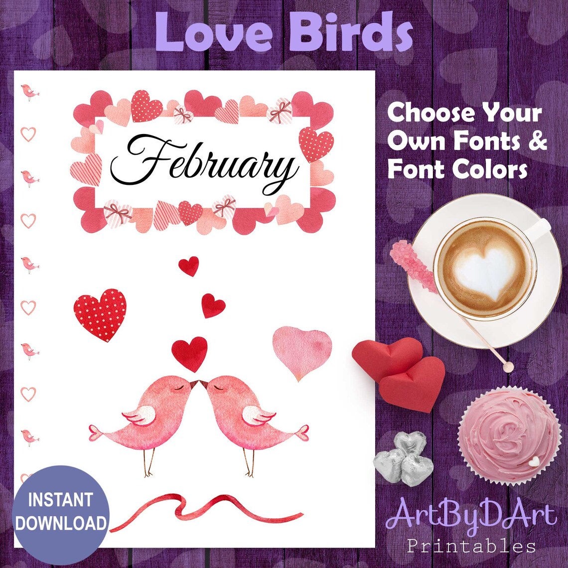 EDITABLE Valentine Theme Printable Divider/cover & Notes for A5, US ...