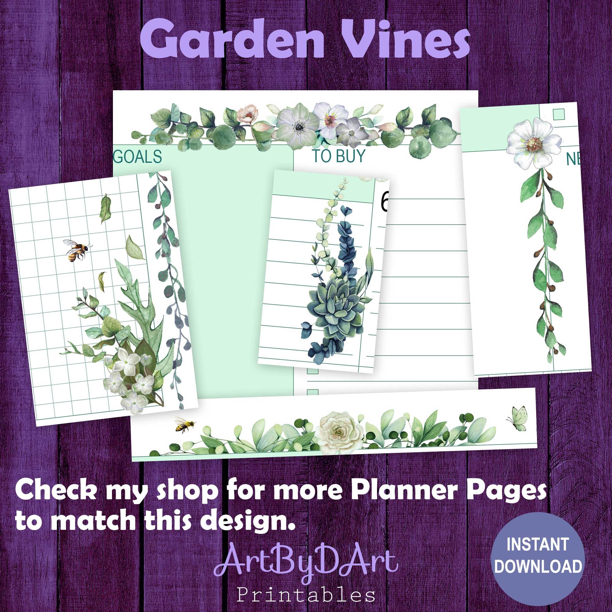 EDITABLE Plant Theme Printable Weekly Dashboard for A5, US Letter, and ...