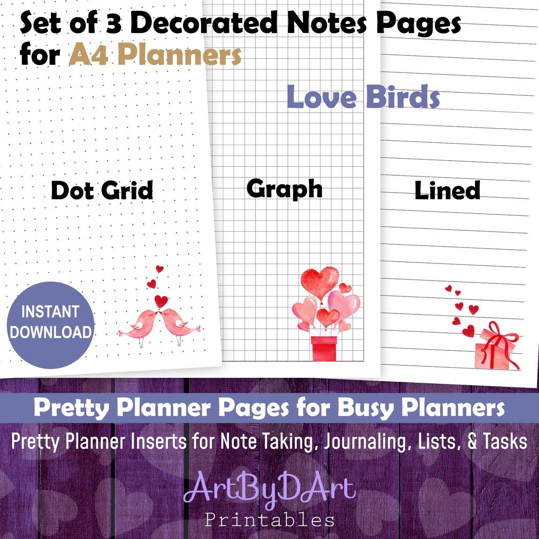 EDITABLE A4 Planner Printable Notes Pages for A4 Planner Binders ...