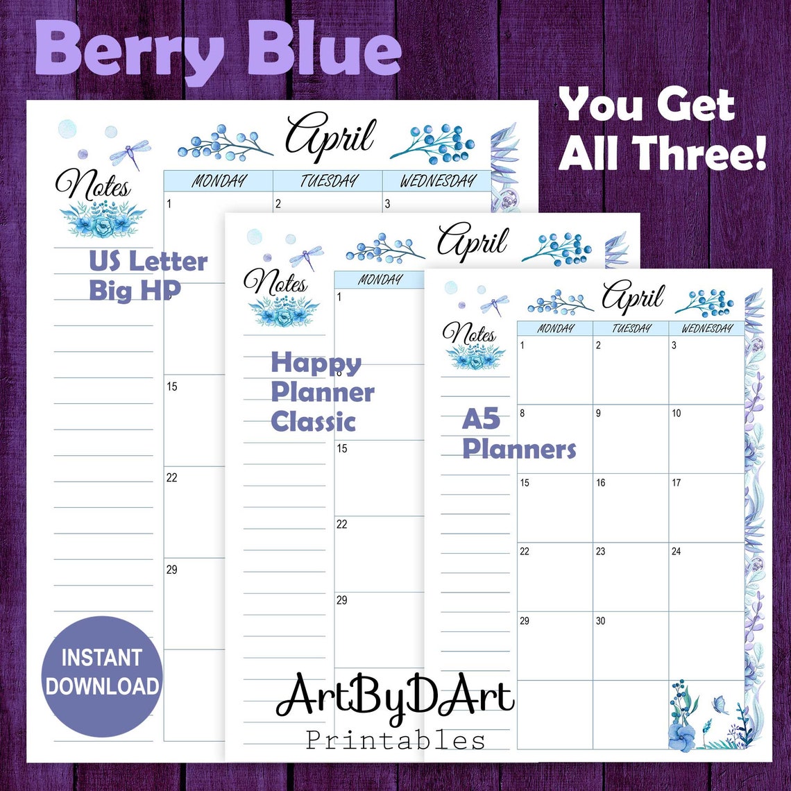 EDITABLE Floral Theme Printable Monthly Calendar for A5, US Letter, and ...