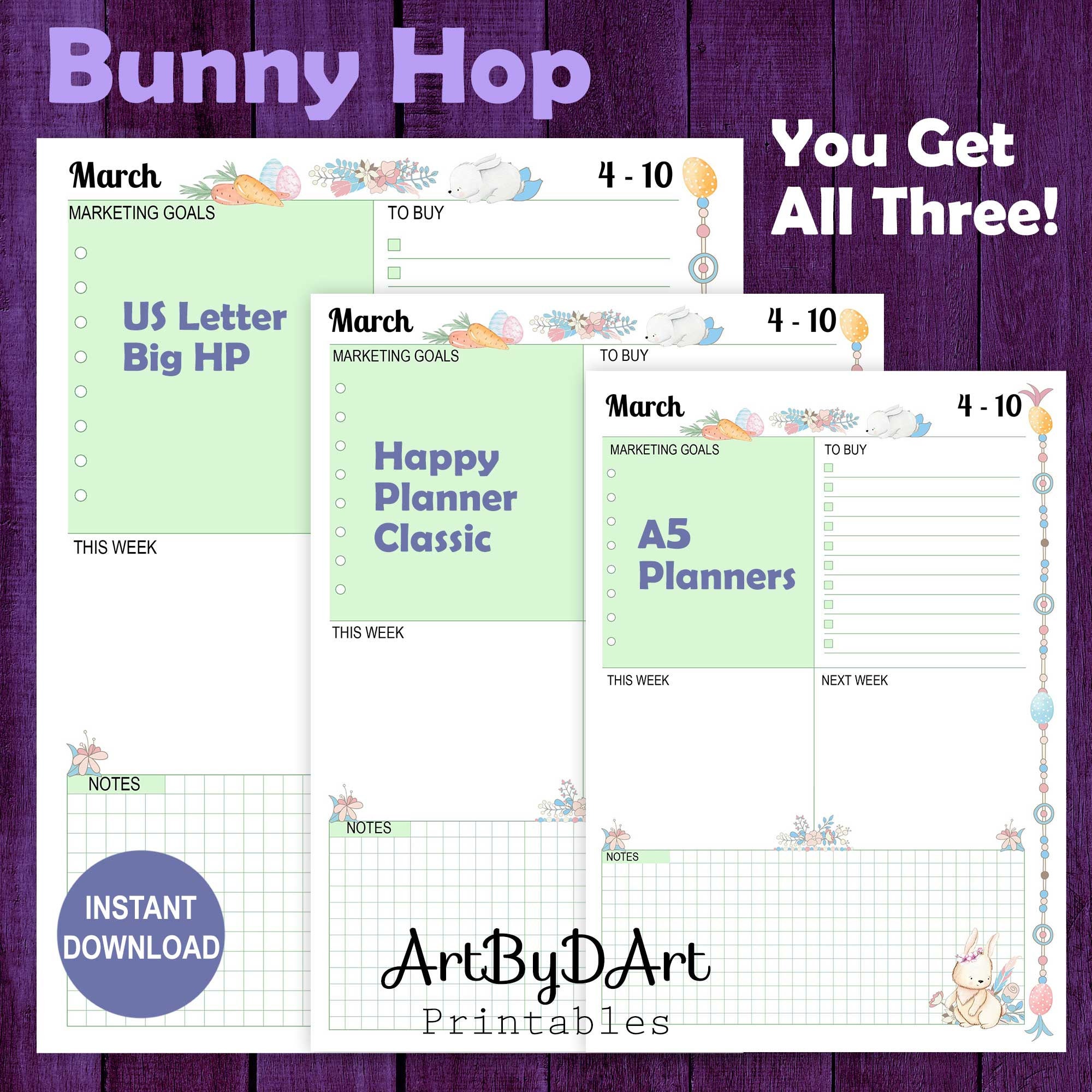 EDITABLE Easter Theme Printable Weekly Dashboard for A5, US Letter, and ...