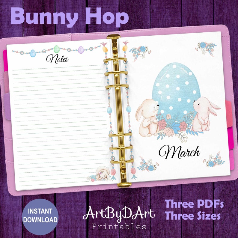 EDITABLE Easter Theme Printable Divider/cover & Notes for A5, US Letter ...