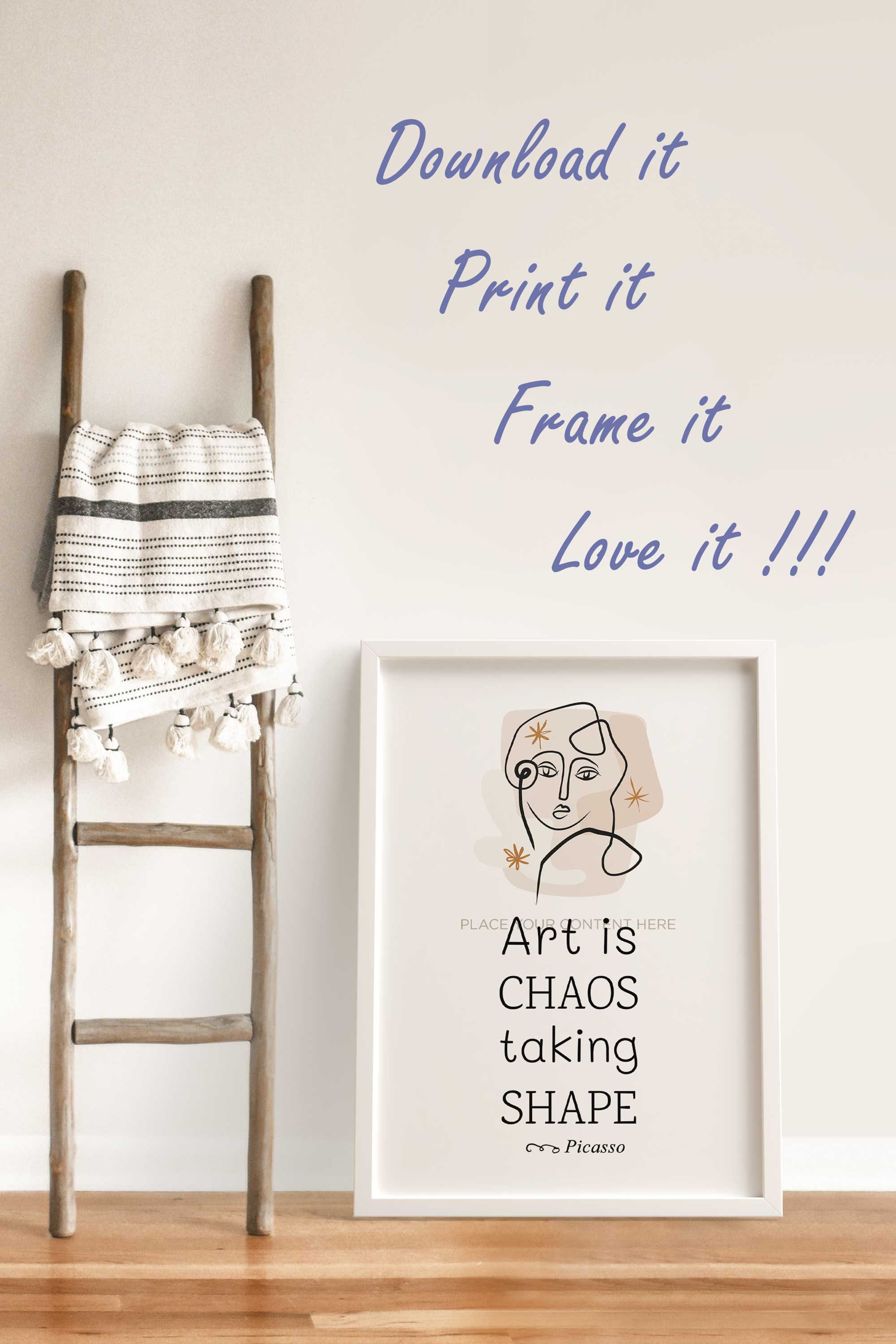 Art is Chaos Taking Shape, Printable Quote by Picasso, Inspirational ...