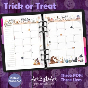EDITABLE Halloween Theme Printable Monthly Calendar for A5, US Letter ...