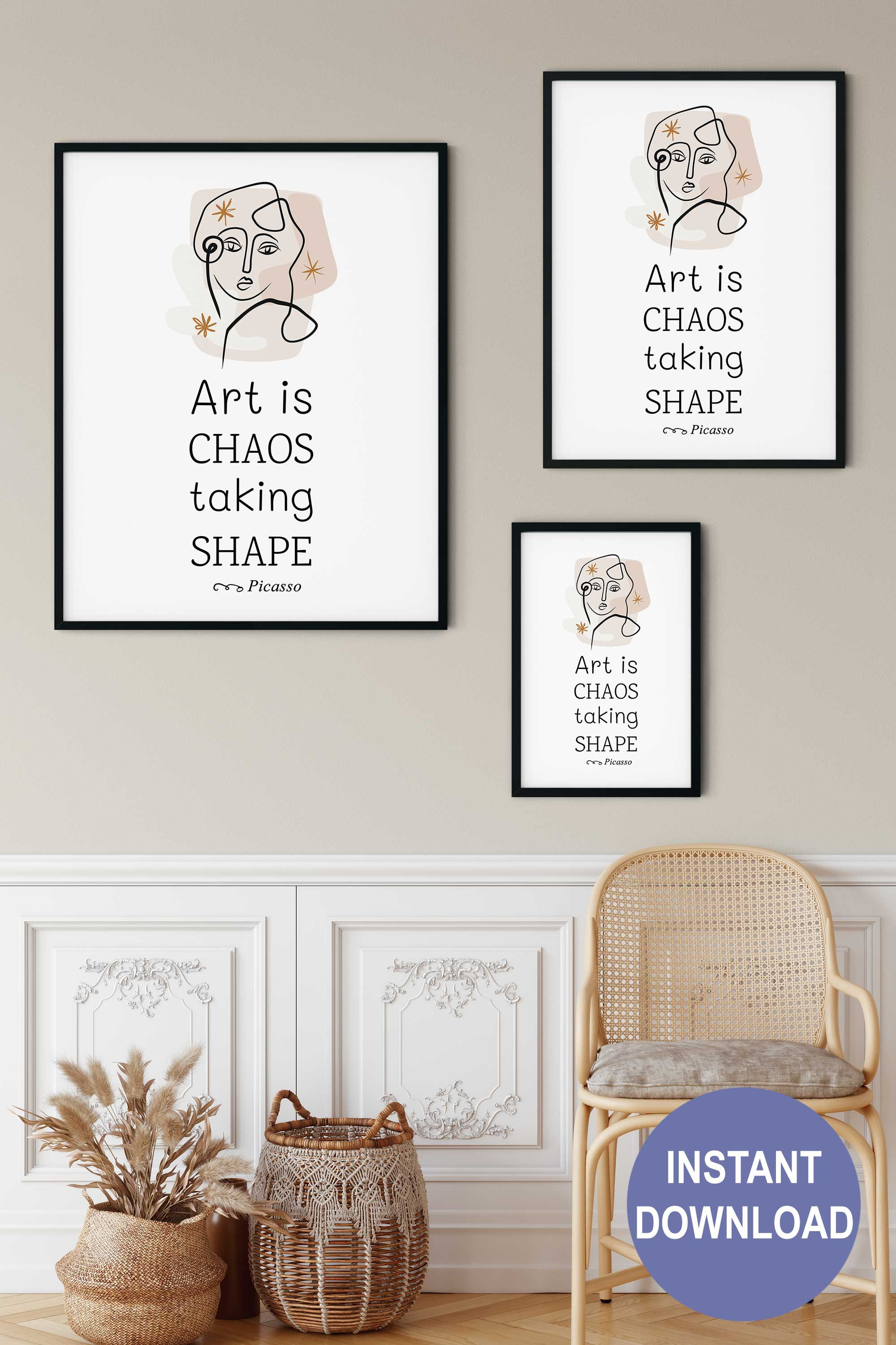 Art is Chaos Taking Shape, Printable Quote by Picasso, Inspirational ...