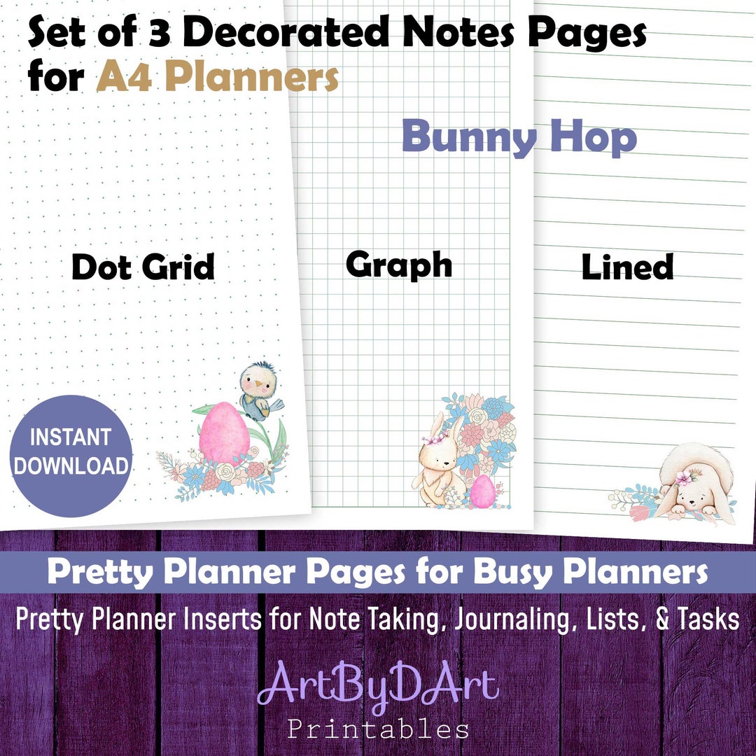 EDITABLE A4 Planner Printable Notes Pages for A4 Planner Binders ...