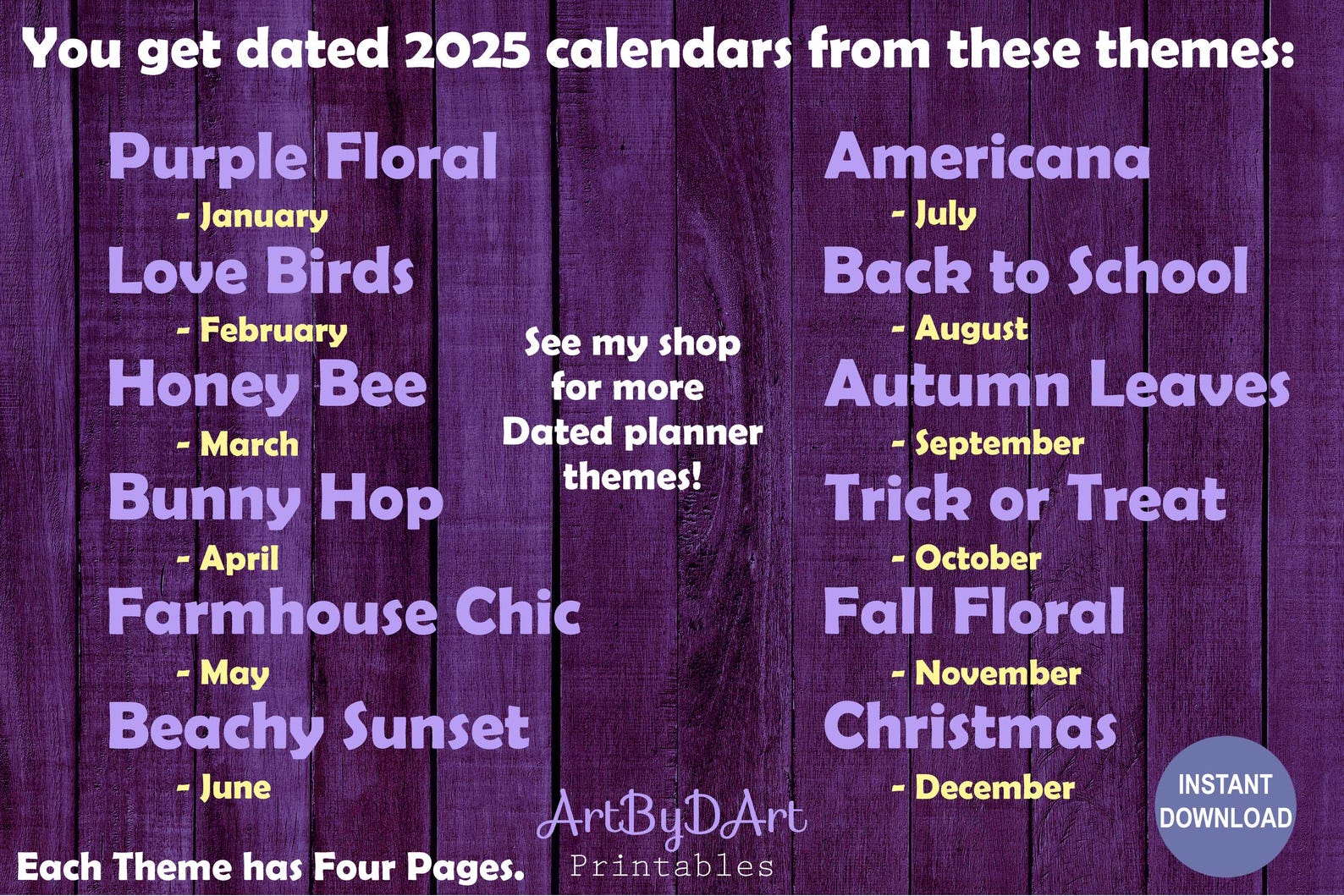 DATED 2025 Full Year Printable Planner for A5, US Letter and Happy ...