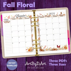 EDITABLE Autumn Theme Printable Monthly Calendar for A5, US Letter, and ...