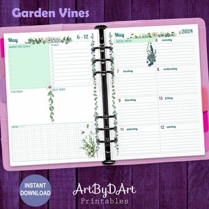 EDITABLE Plant Theme Printable Weekly Dashboard for A5, US Letter, and ...