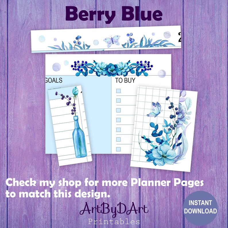 EDITABLE A5 Planner Printable Dashboard Weekly Layout in Berry Blue ...