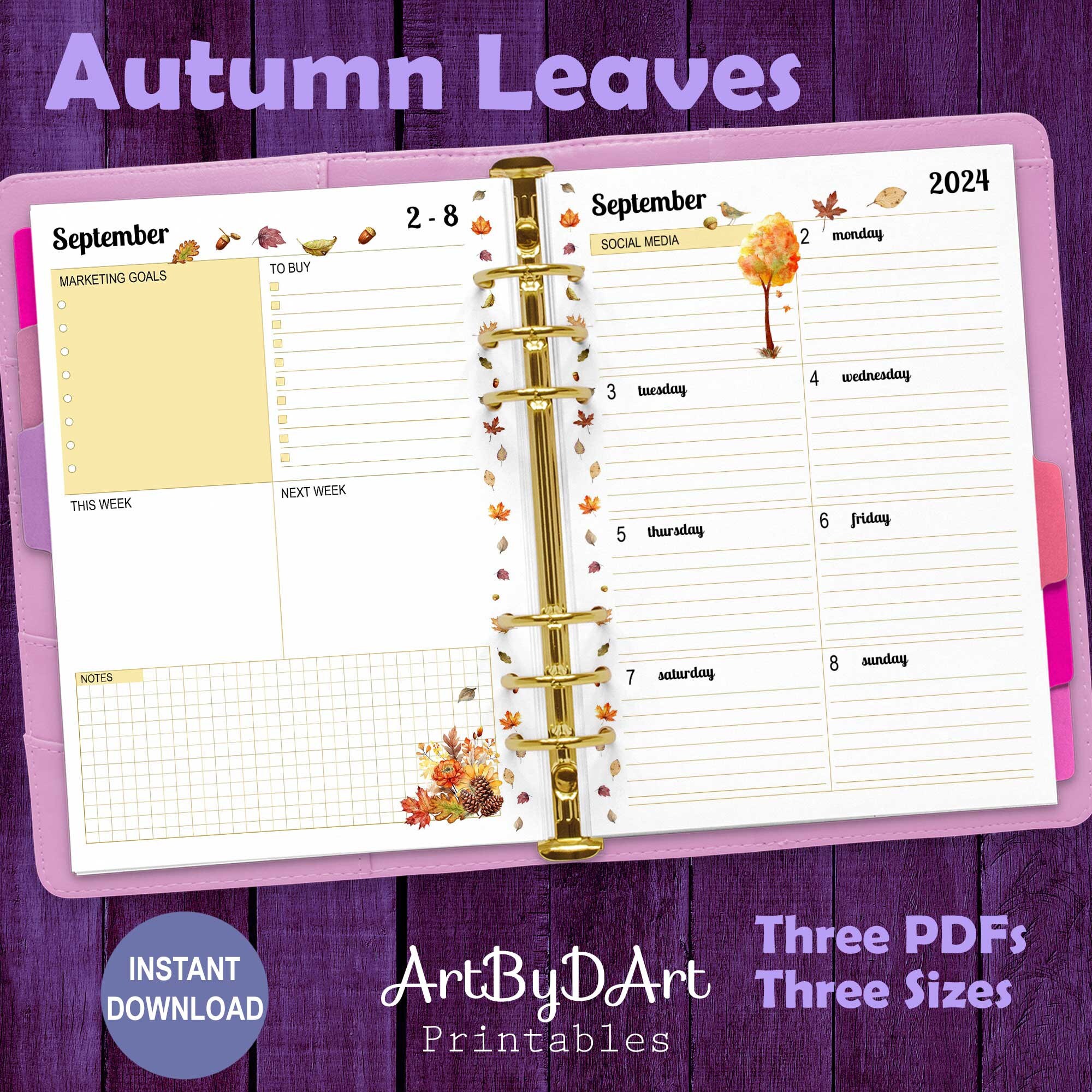 EDITABLE Fall Theme Printable Weekly Dashboard for A5, US Letter, and ...