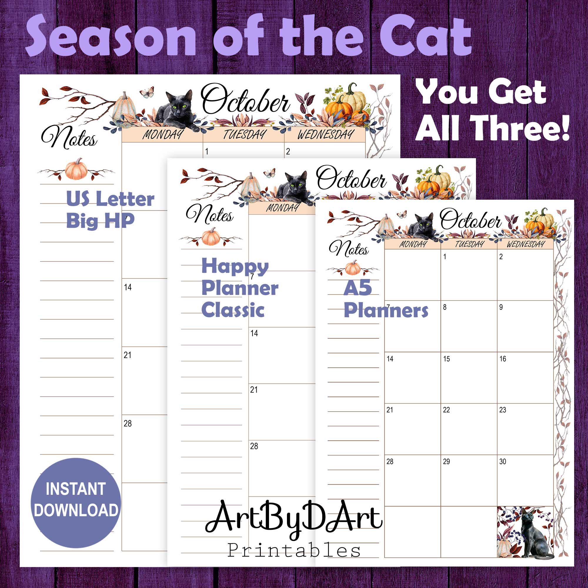 EDITABLE Halloween Theme Printable Monthly Calendar for A5, US Letter ...